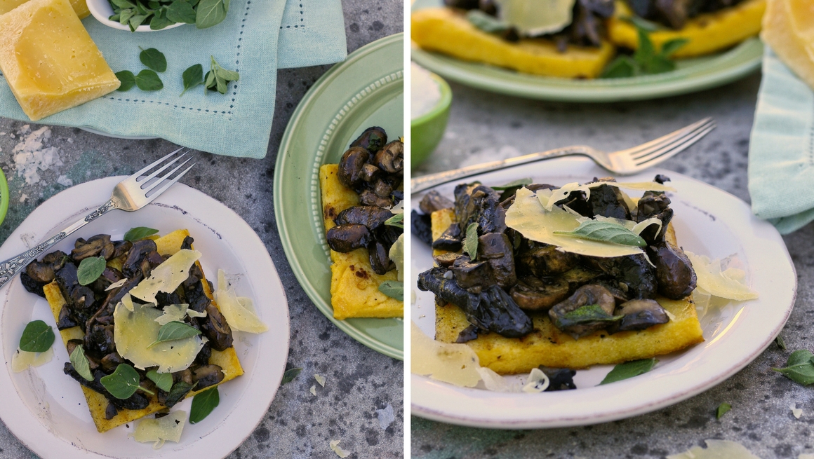 Mushrooms on griddled polenta with pecorino – Cupcakes & Couscous